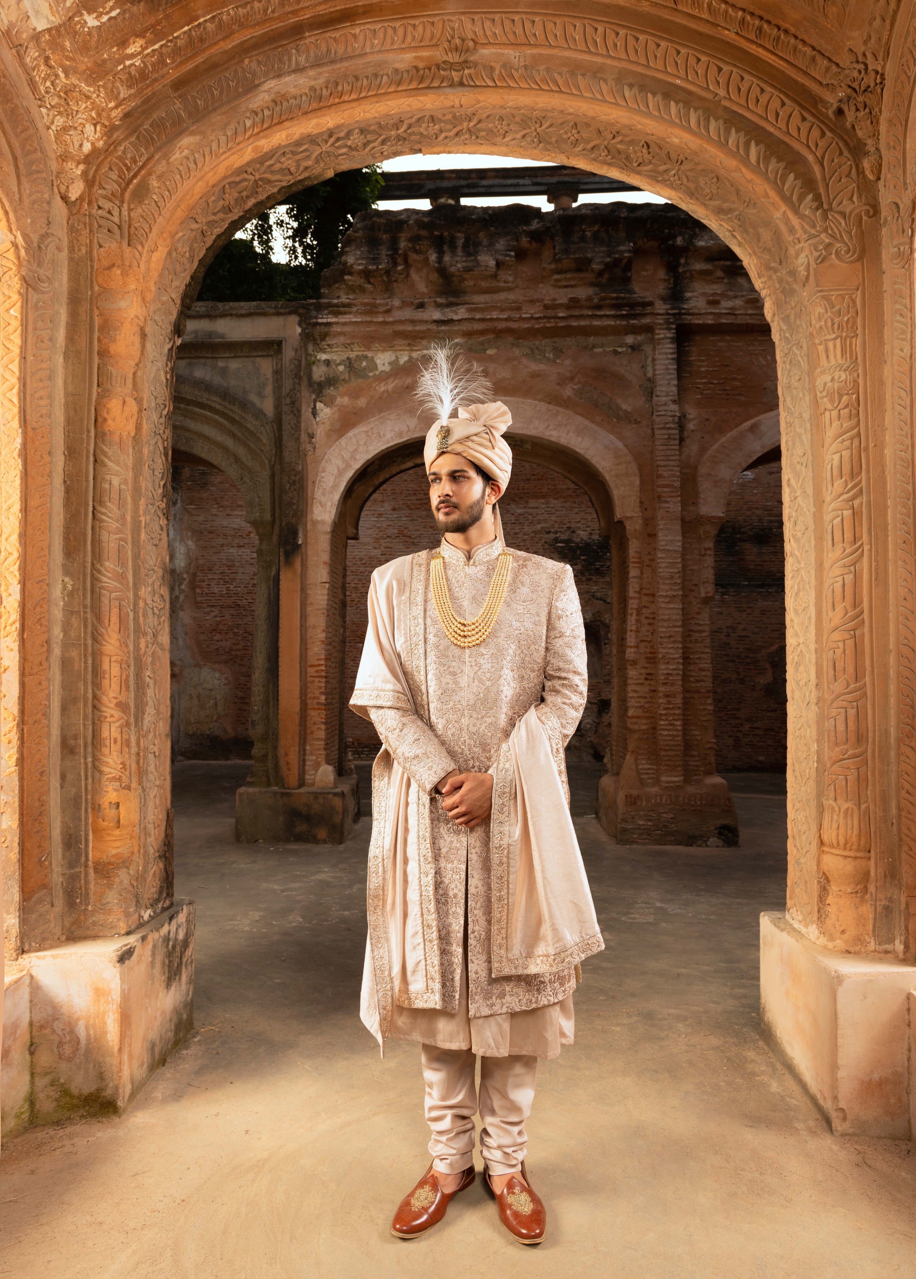 Regal Silk Base Sherwani with Hand Embroidery (Accessories Included ...