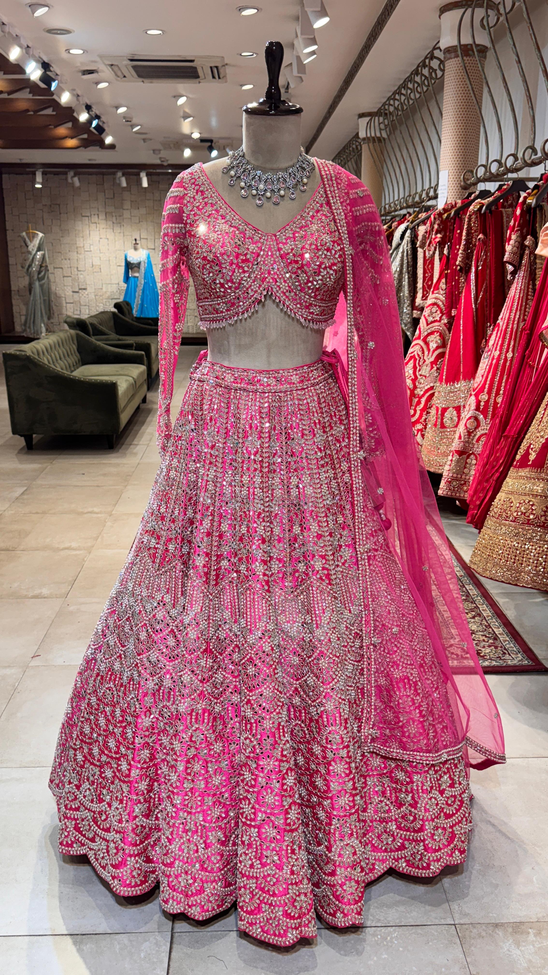 Heavy embroidered pink lehenga – Bhasin Brothers
